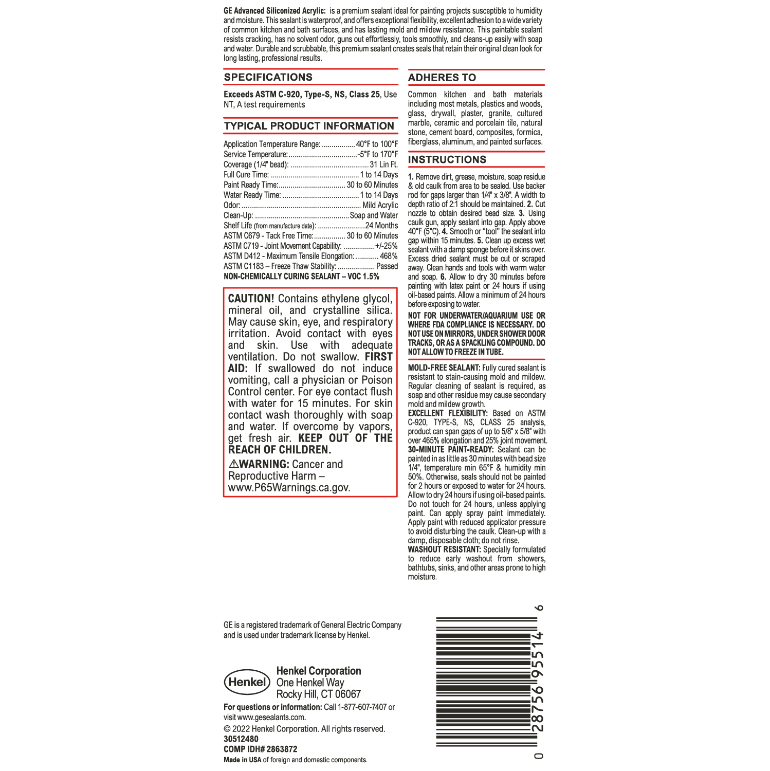 GE Sealants | Siliconized Advanced Acrylic Kitchen & Bath Sealant